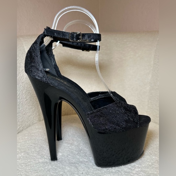 Pleaser | Shoes | Pleaser Lace Adore Stiletto High Heels Black Dance ...